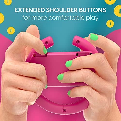 Talkworks Steering Wheel Controller for Nintendo Switch (2 Pack) - Racing Games Accessories Joy Con Controller Grip for Mario Kart, Pink/Neon Combo - Nintendo Switch