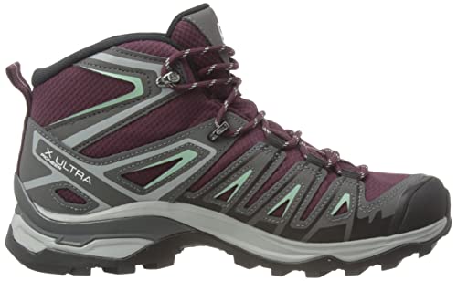 Salomon X Ultra Pioneer MID CLIMASALOMON Waterproof Hiking Boots for Women Trail Running Shoe, Wine Tasting/Magnet/Granite Green, 7.5