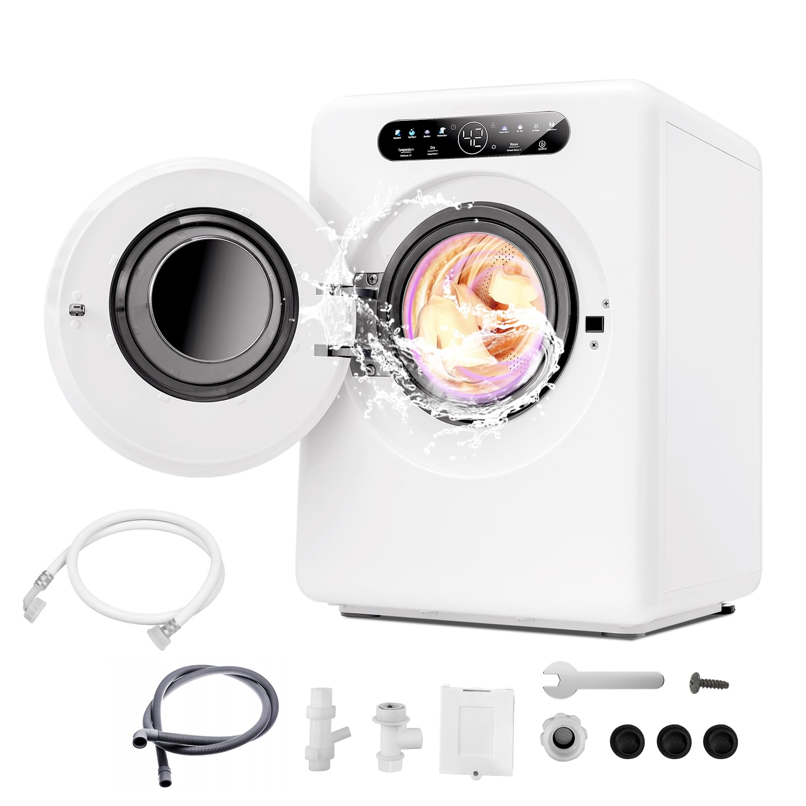 TECSPACE 2 In 1 Mini Portable Washer And Dryer Combo, 9 L Mini Washing Machine With 24 Hours Reservation Mode and High-temperature Stain Removal for Baby Clothes, Underwear (9L)