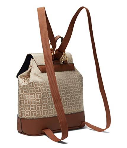 Tommy Hilfiger Joy II Flap Backpack Square Monogram Jacquard Khaki Tonal One Size