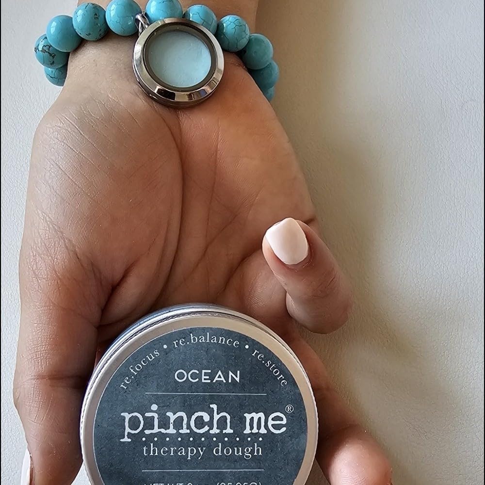 Pinch Me Therapy Dough Bracelet Combo - Holistic Aromatherapy Stress Relieving Putty β Bracelet + 3oz Dough Duo Scent Pack (Aquamarine/Peace)