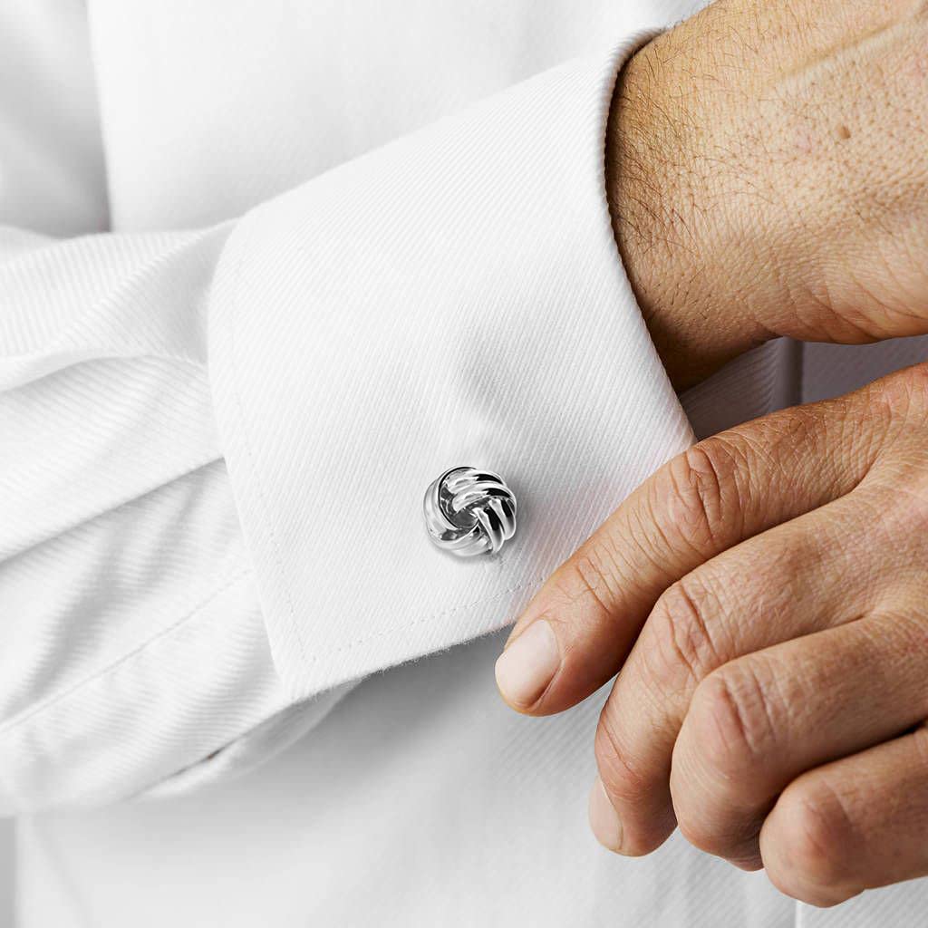 HAWSON Personalize Flower Knot Man Shirt Tuxedo 6 Studs and 2 Cufflinks Set Silver