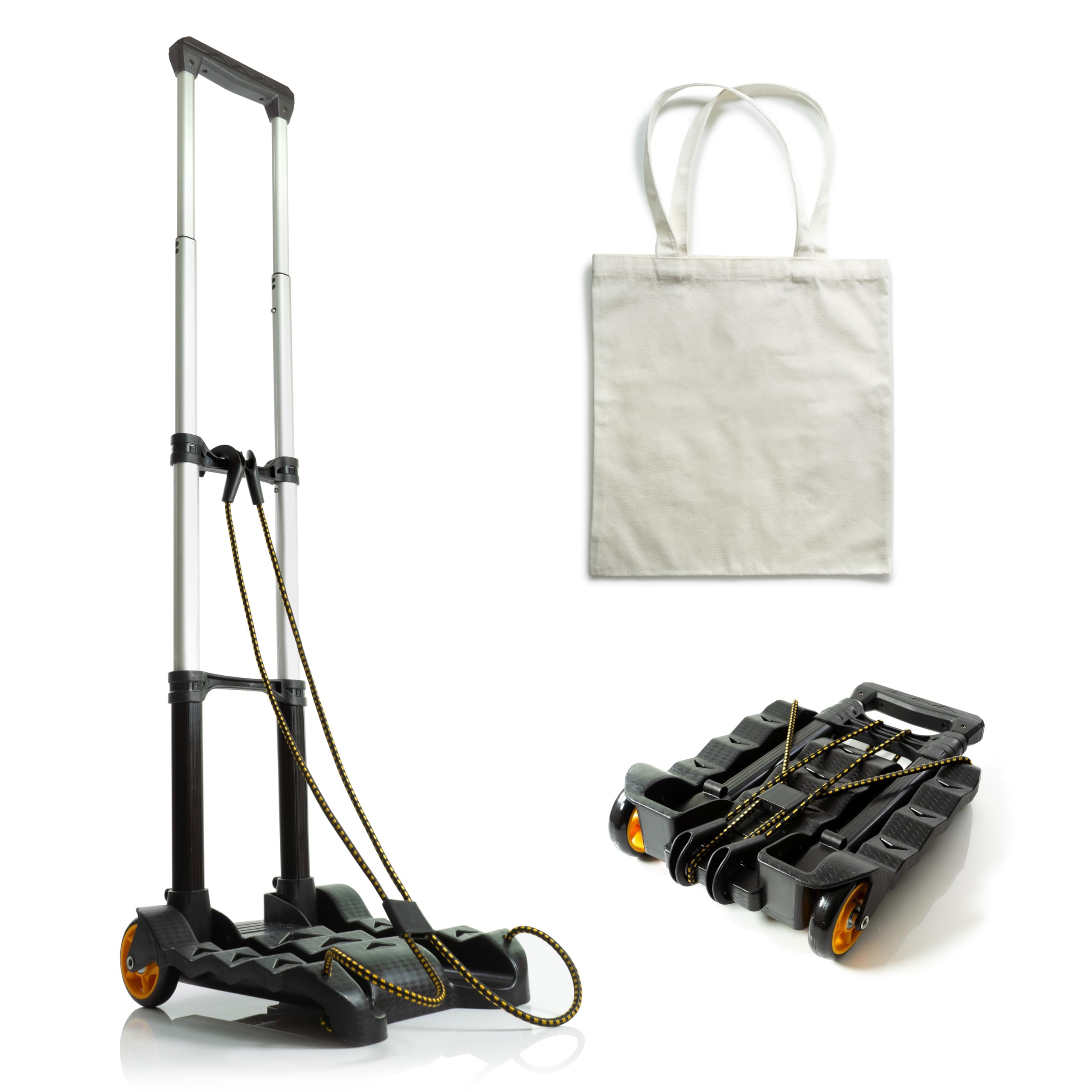 Venmark Folding Luggage Cart with Wheels – Foldable, Compact, Lightweight - Portable Hand Truck and Collapsible Dolly - Fold Up Trolley Carrier for Travel, Moving, Office – Complete with Canvas Bag