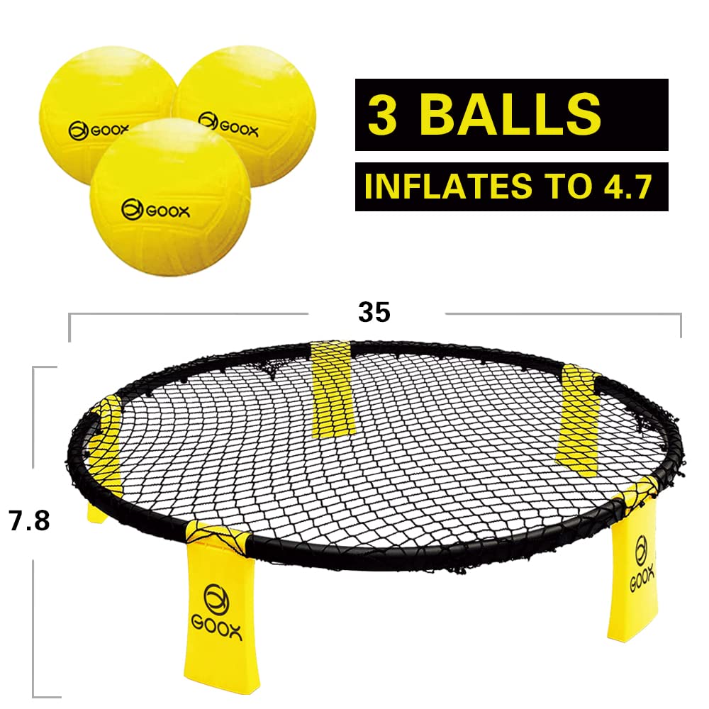 GOOX Outdoor Beach Ball Games with Carrying Bag, 3 Balls, Net and Strip Light (ONLY for Light Up Set)- Played Outdoors, Indoors, Beach, Lawn, Yard and Park