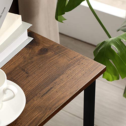 VASAGLE End Table,2-Tier Nightstands Side Table Night Stand Bedside Desk for Small Space in Living Room, Bedroom, , Steel Frame, Easy Assembly, 1 Pack, Chestnut Brown and Black, ULET202B07