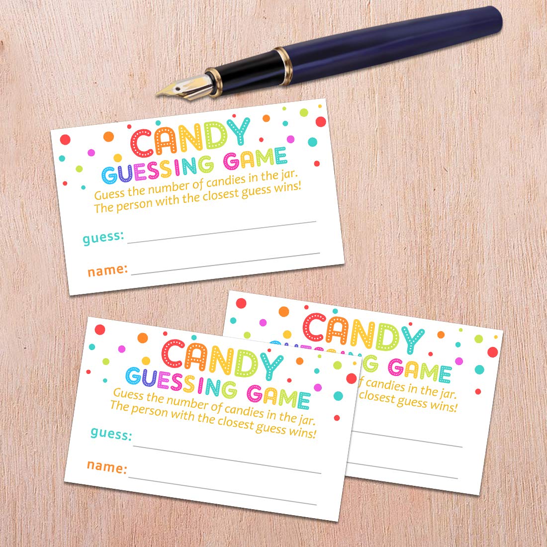 Yangmics Direct 60 Candy Guessing Game Cards - Guess How Many in the Jar Game Tickets-Baby Shower Party Collection