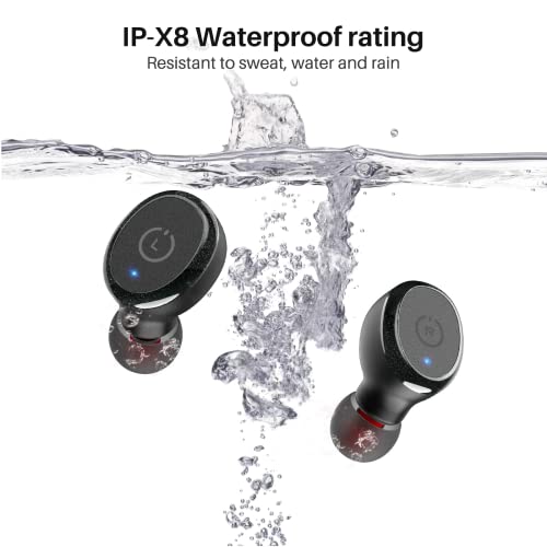 TOZO T10 Bluetooth 5.3 Wireless Earbuds with Wireless Charging Case IPX8 Waterproof Stereo Headphones in Ear Built in Mic Headset Premium Sound with Deep Bass for Sport Black (Renewed)
