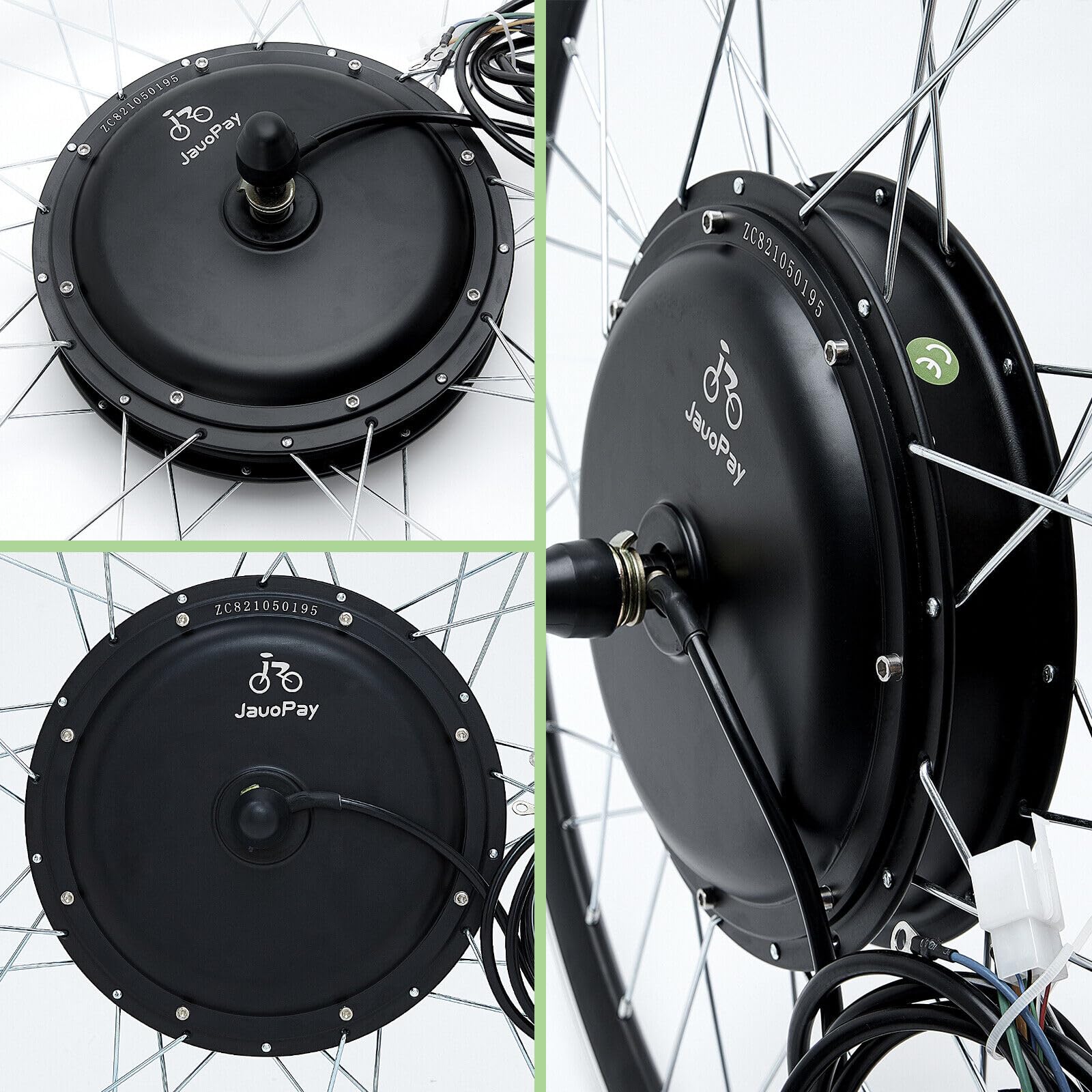 JAUOPAY Electric Bicycle Conversion Kit, 48V 1000W EBike Brushless Gearless Hub Motor, 22.5" Front Wheel Frame for 26" x 1.95"~2.125" Tire, Dual Mode Controller