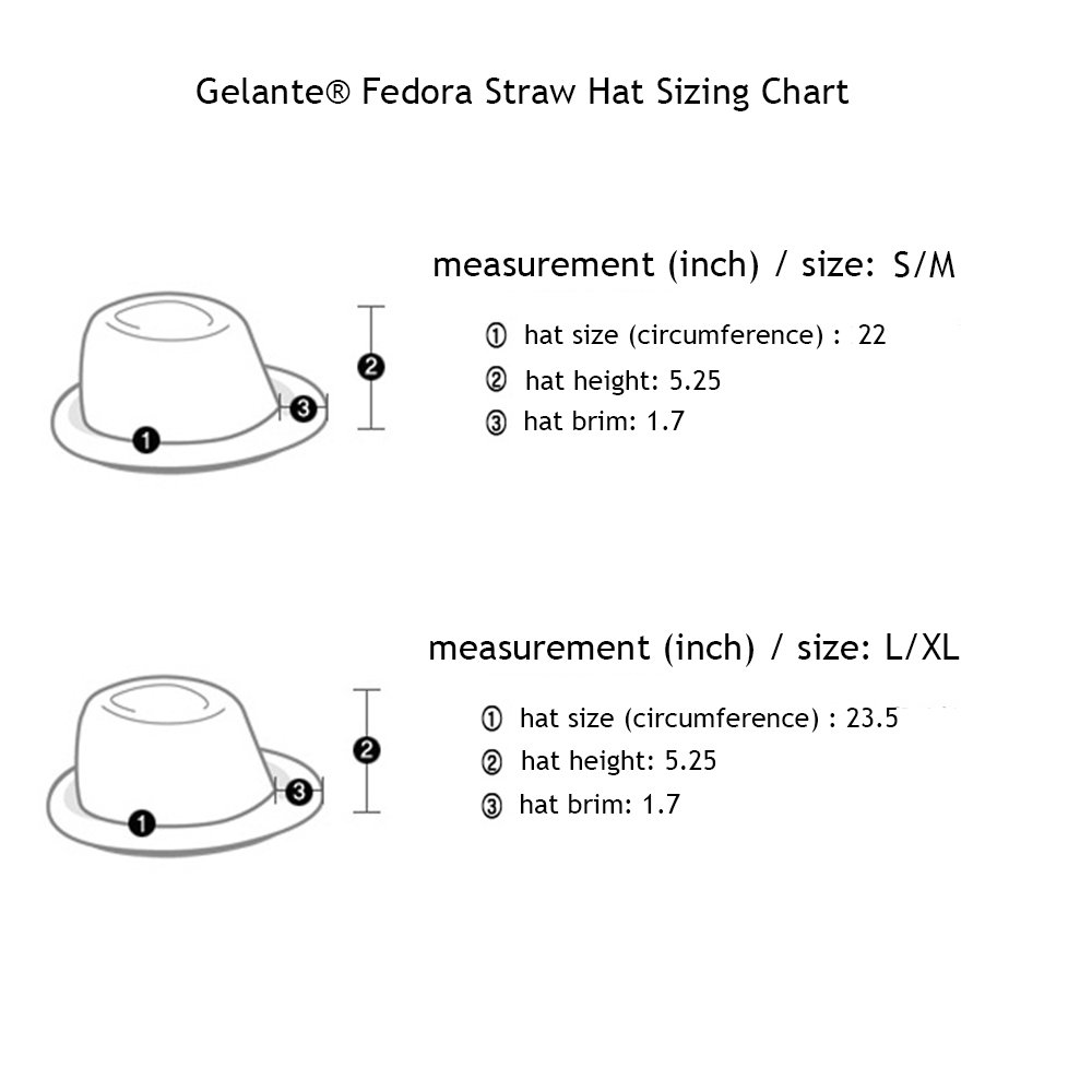 Gelante Summer Fedora Panama Straw Hats with Black Band M215-Tan-L/XL