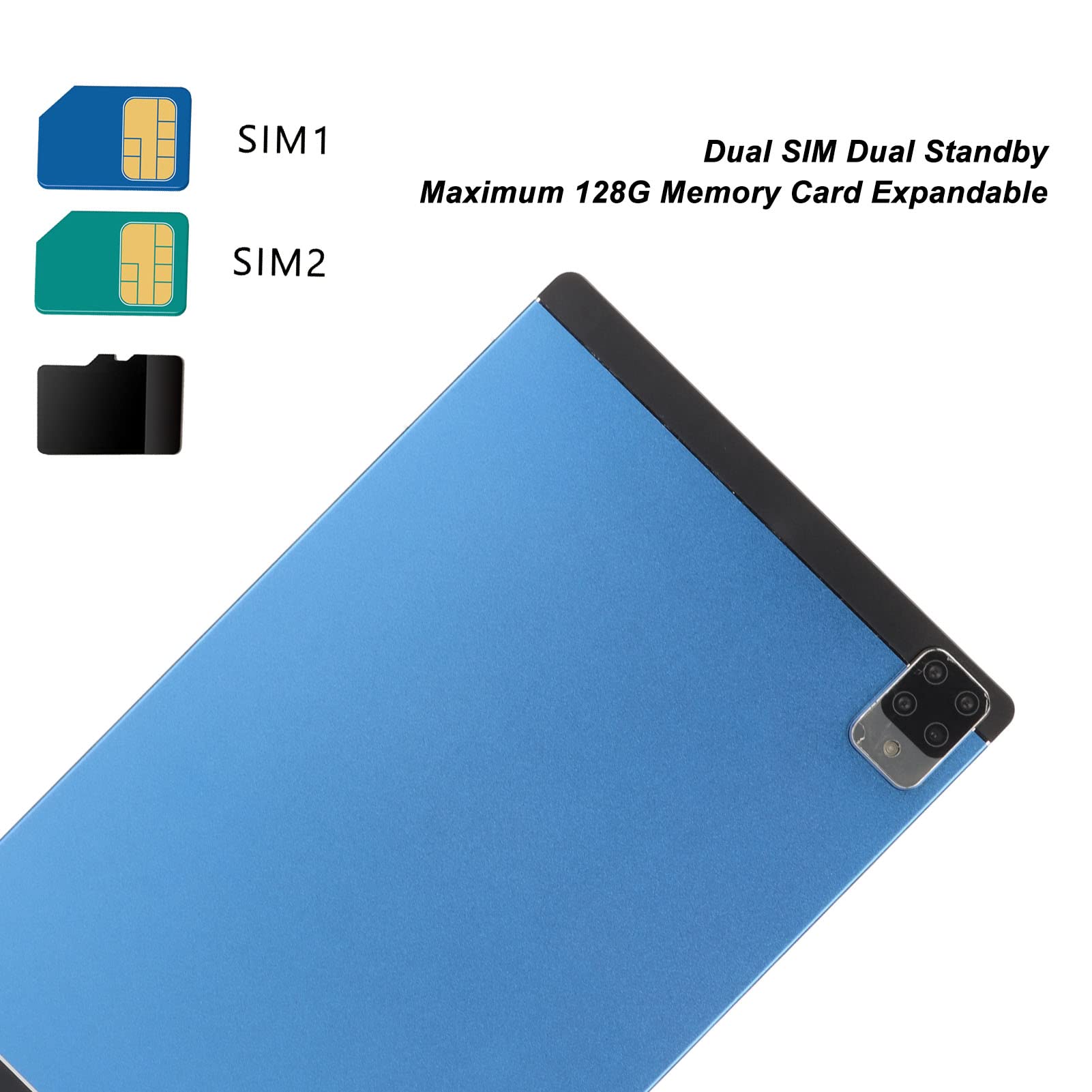 Haofy Blue Tablet 10.1 Inch 5800 MAh Dual Camera 2.4GHz 5GHz WiFi 3 Card Slots HD Tablet for Study (US Plug)