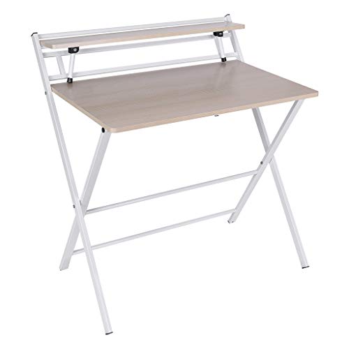 Tomppy 32inch Folding Desk for Small Spaces - Home Office Desk Simple Laptop Writing Table Multifunctional Study Writing Computer Desk Workstation for Home Office Use with Storage Shelf (1PC)