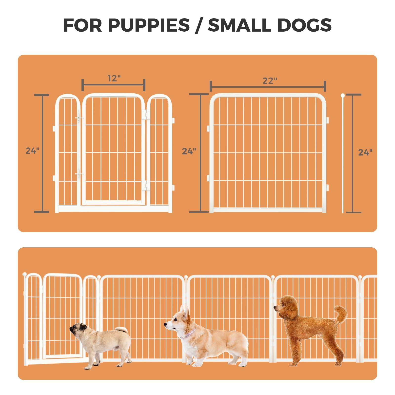 FXW Homeplus Dog Playpen Designed for Indoor Use, 24" Height for Puppy and Small Dogs, White│Patented