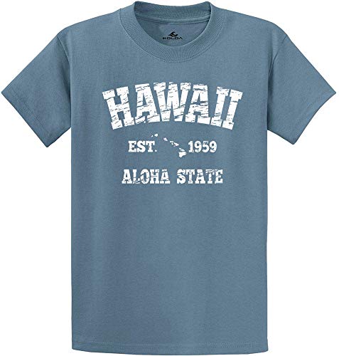 Vintage Hawaiian Islands Heavy Cotton Tee-Small-Stonewashed Blue