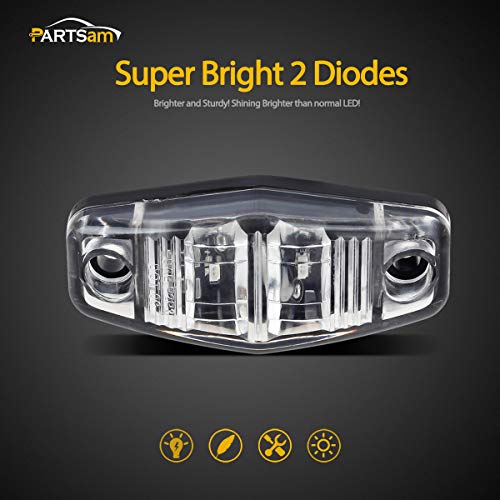 Partsam 8pcs 2.5" Oval Side Fender Marker Light Red/Amber Clear Lens Universal Surface Mount 2 LED Light, Truck Boat Trailer Sealed Mini Trailer Clearance Identification Lights(4 Red+4 Amber)
