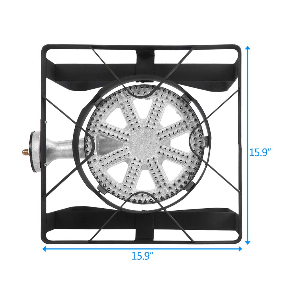 FRITHJILL Outdoor Stove Propane Gas Cooker with Adjustable 0-20Psi Regulator,20W BTU Propane Gas Single Burner Cast Iron Gas Cooker with Stand