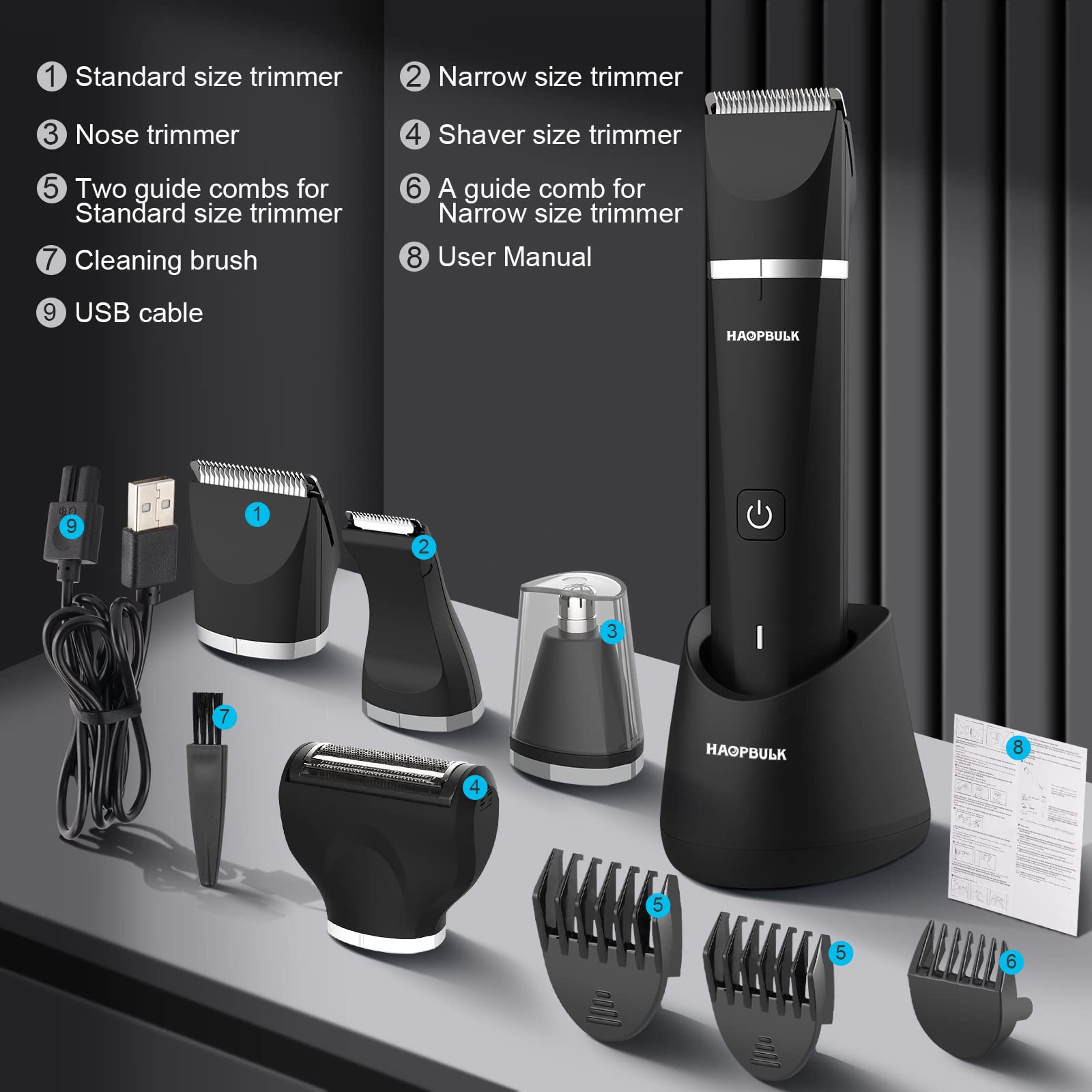 Scdom Men's Wet/Dry Body Hair Trimmer, Replaceable Ceramic Blade Heads, USB Charging, for Beard, Pubic Area, Nose
