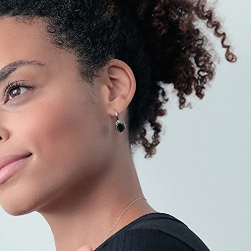 Gem Stone King 925 Sterling Silver Black Onyx Dangle Earrings For women (4.00 Cttw, Gemstone Birthstone, Oval Cut 9X7MM)