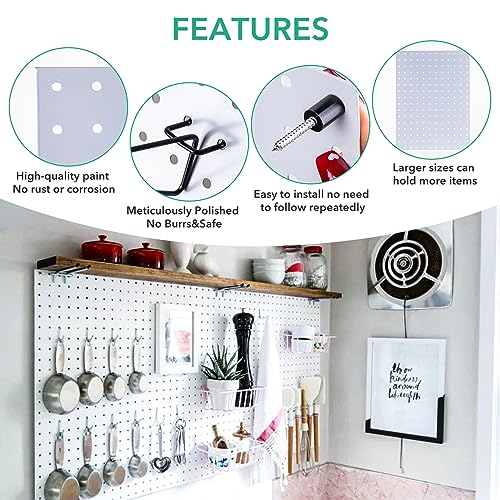 SKYFOOST 2 Pcs Pegboard, Metal Pegboard Wall Panels - Pegboard Wall Organizer System - Peg Boards for Walls, White Pegboard for Craft Room, Workbench, Kitchen, Office, Garage