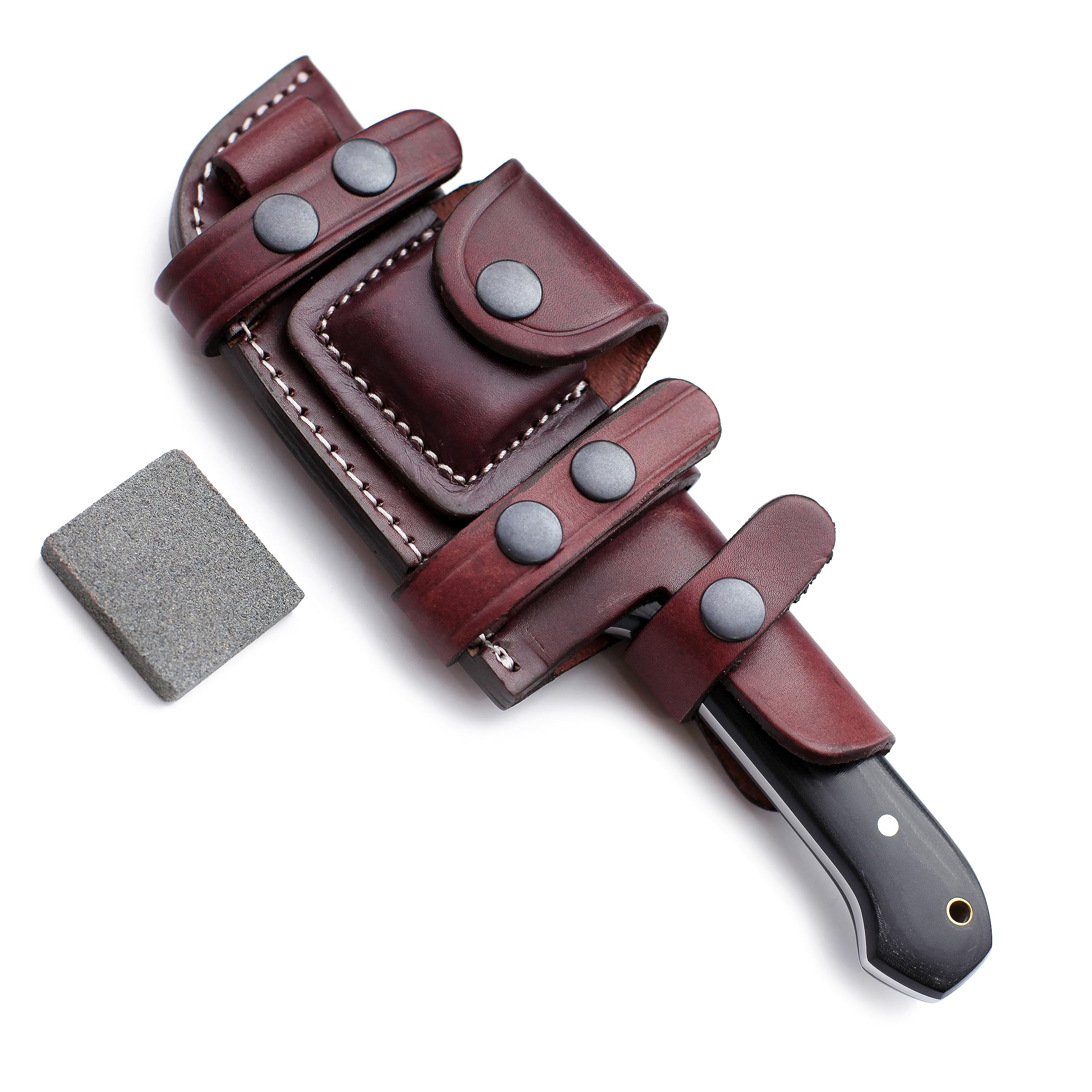 GCS Handmade Micarta Handle D2 Tool Steel Tactical knife Hunting Knife Camp Knife with leather sheath Full tang blade designed for Hunting & EDC GCS 108