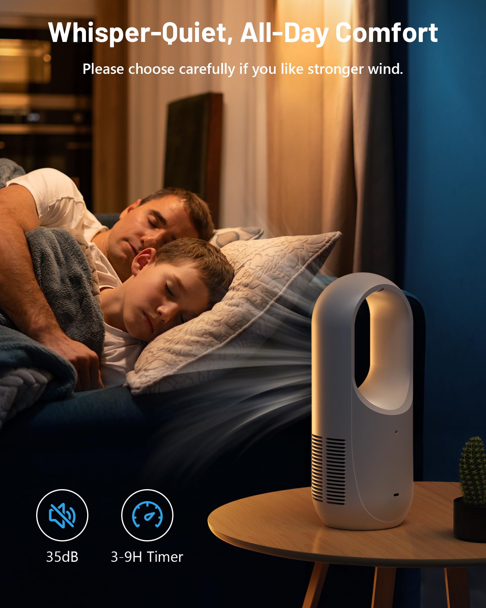 RELEXNOW 13.8" Bladeless Desk Fan - 6 Speed Modes, Small Bladelss rechargeable fan with 6000mAh Battery, Quite Office fan, Easy to Clean & Touch Control, Desk Fan Small Quite for Office, Bedroom