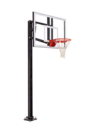 Goalsetter Elite Plus 54β Tempered Glass Backboard In-Ground Basketball Hoop - HD Breakaway Rim, Black (TS44154G3)