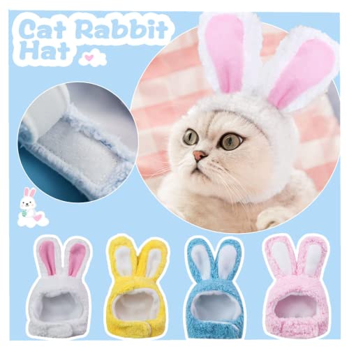 Pet Easter Hat Cute Costume Pet Bunny Rabbit Hat for Cats Small Dogs Easter Party Accessory Headwear for Puppies White