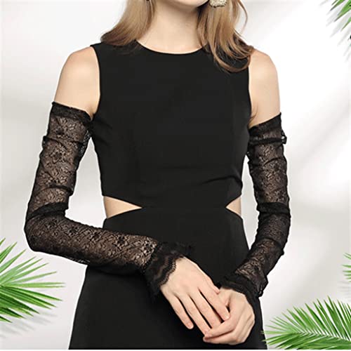Long Gloves Women's Summer Driving Ice Silk Sleeves Lace Thin Armguard Sleeves Elastic Thin Section (Color : B, Size : One Size)
