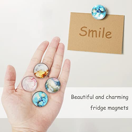 WWW 12Pcs Glass Strong Magnetic Refrigerator Magnets,Marble Crystal Fridge Magnets Decoration for Home,Office Whiteboard,Cabinet,Dishwasher, Locker(Round/30mm)