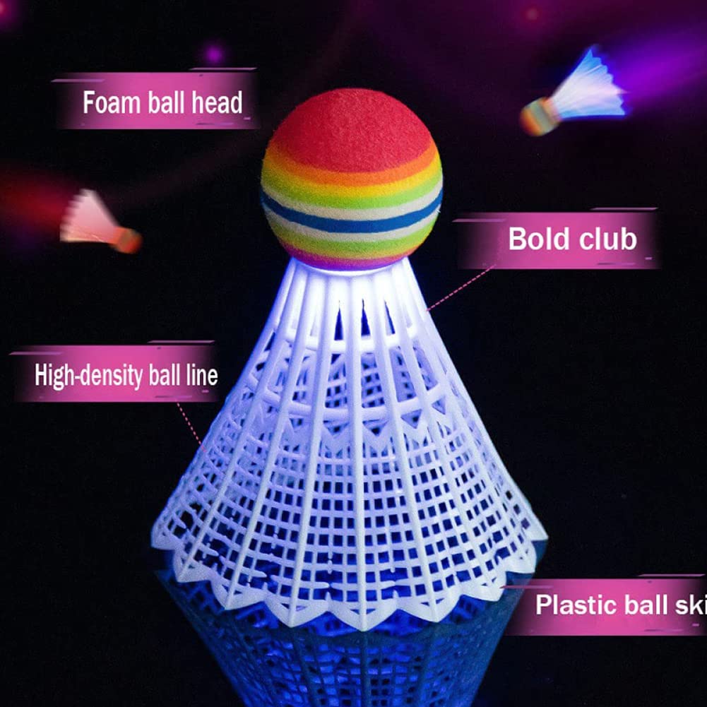 Led Light-Up Oversized Badminton Set with 2 Player Grip Tapes Badminton Racket 4 Light-Up Shuttlecocks,Family Entertainment Outdoor Night Light Training LED Badminton Racket Sets Sport