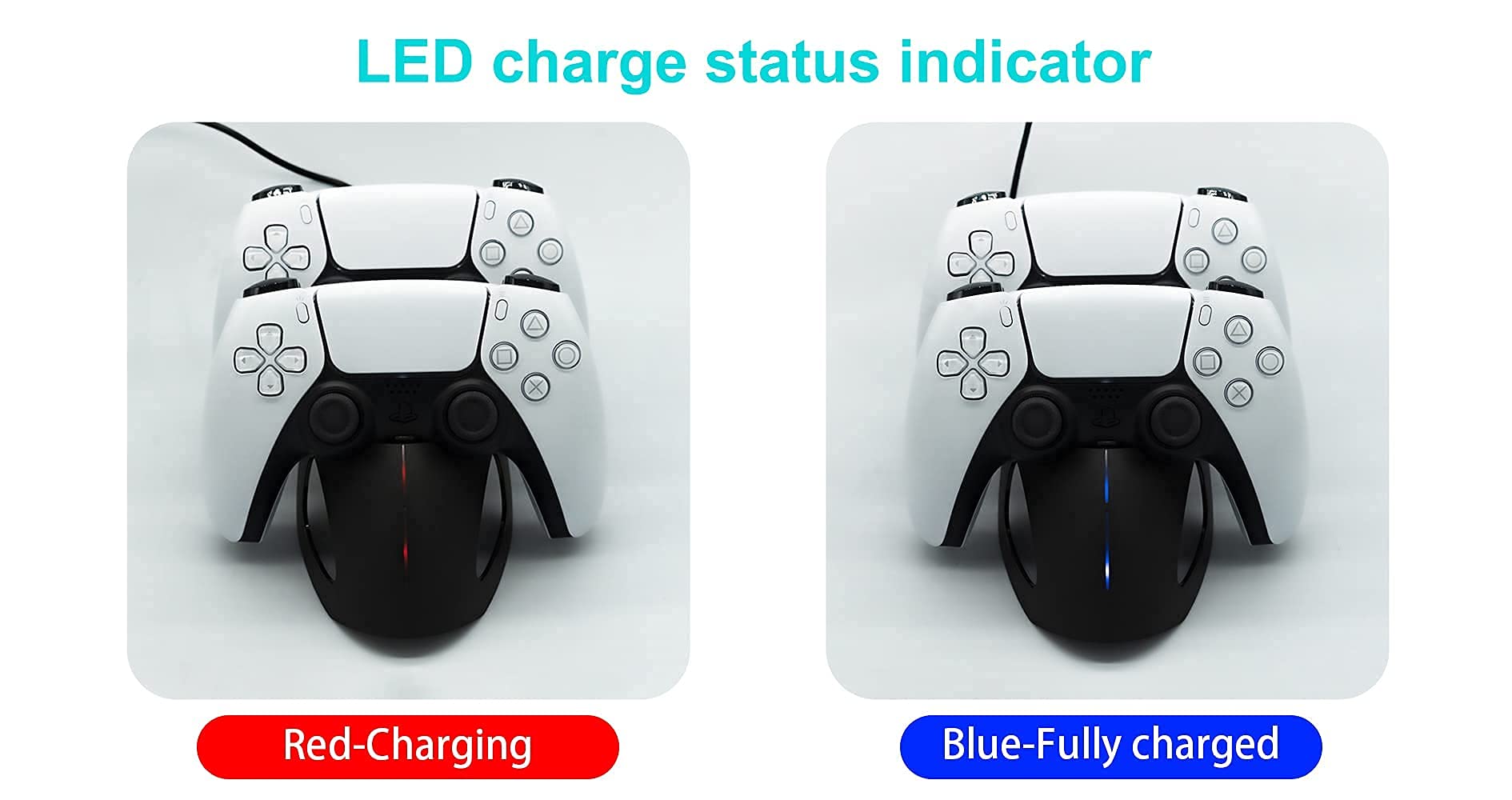 GA Charger Station for PS5 Controller,PS5 Charging Station with Dual Playstation 5 Dual Sense Controllers Stand and LED Indicators,Black