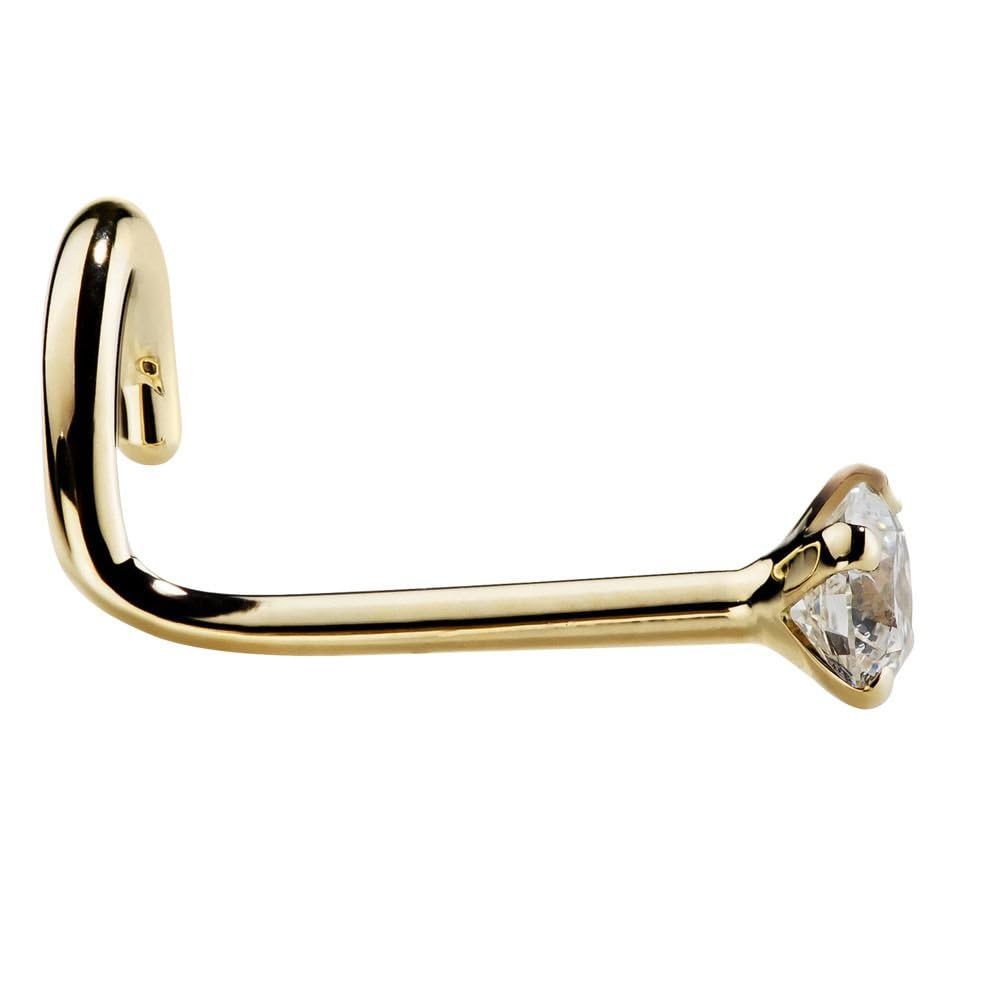 FreshTrends 18G 1.5mm 0.015 ct. tw Diamond SI1-SI2 G-H 14K Yellow Gold Twist Screw Nose Ring SI1