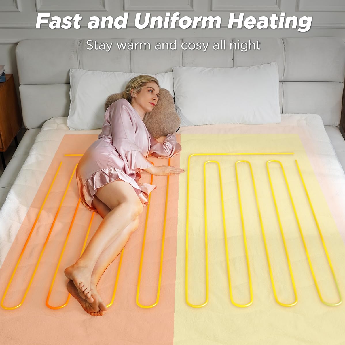 Templewet Heated Mattress Pad Queen Size - Dual Control Electric Mattress Pad with 4 Heat Settings & 10 Hour Auto Off,Bed Warmer Mattress Cover 15" Deep