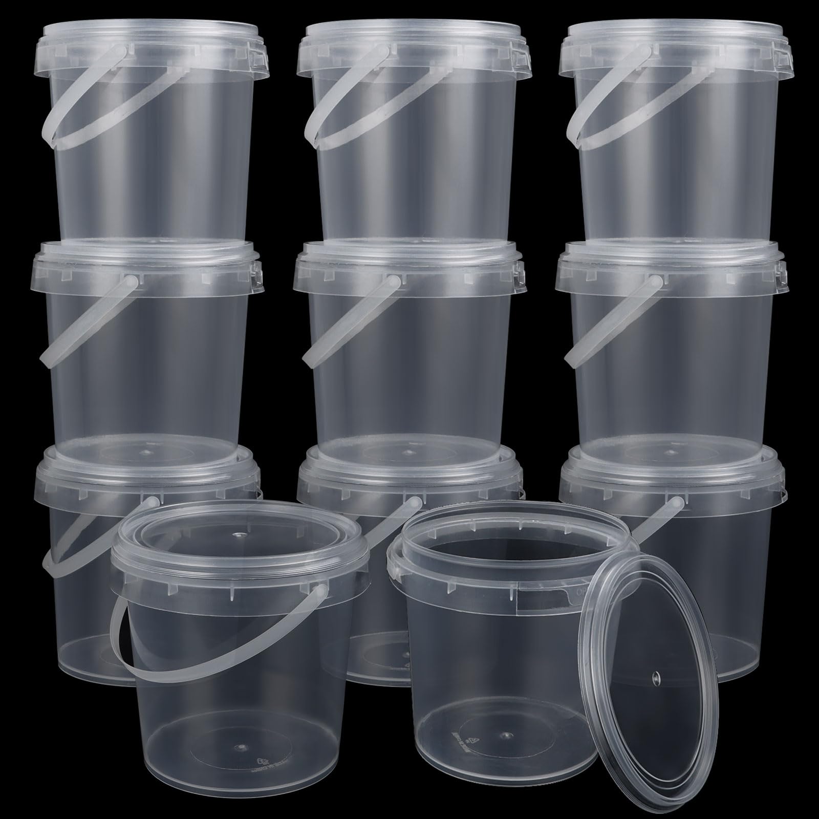 ZOFORTY 30 PCS 30 oz Slime Containers with Lids and Handles, Plastic 1000ml Storage Bucket Containers, Clear Slime Storage Case for Slime DIY Art Craft, Pigment, Small Tools, Part Material