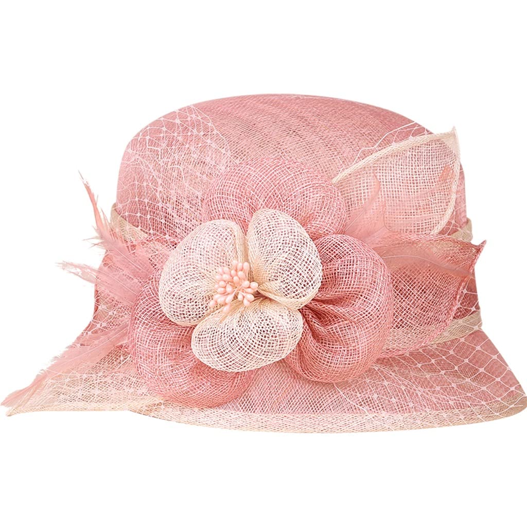 Hats Women Pink Fedoras Wide Brim Derby Hat Fascinator for Wedding Summer Church Party