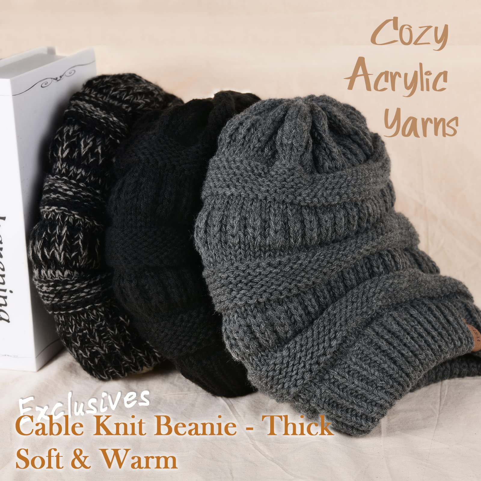 FURTALK Winter Hats for Women Slouchy Fleece Lined Hats Thick Knitted Cap