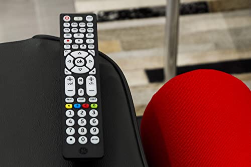 GE Backlit Buttons Universal Remote Control, Samsung TV Remote Control Replacement, Samsung Remote Control for Smart TV, Roku Remote Replacement, Vizio, LG TV, Sony, Apple TV, 8-Device, Black, 37123