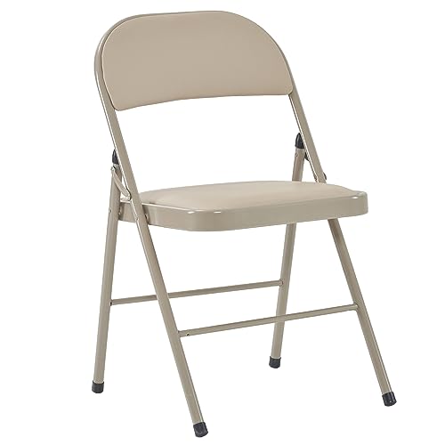 GAJUST Dining Delights 4-Pack Foldable Iron & PVC Chairs in Brown.