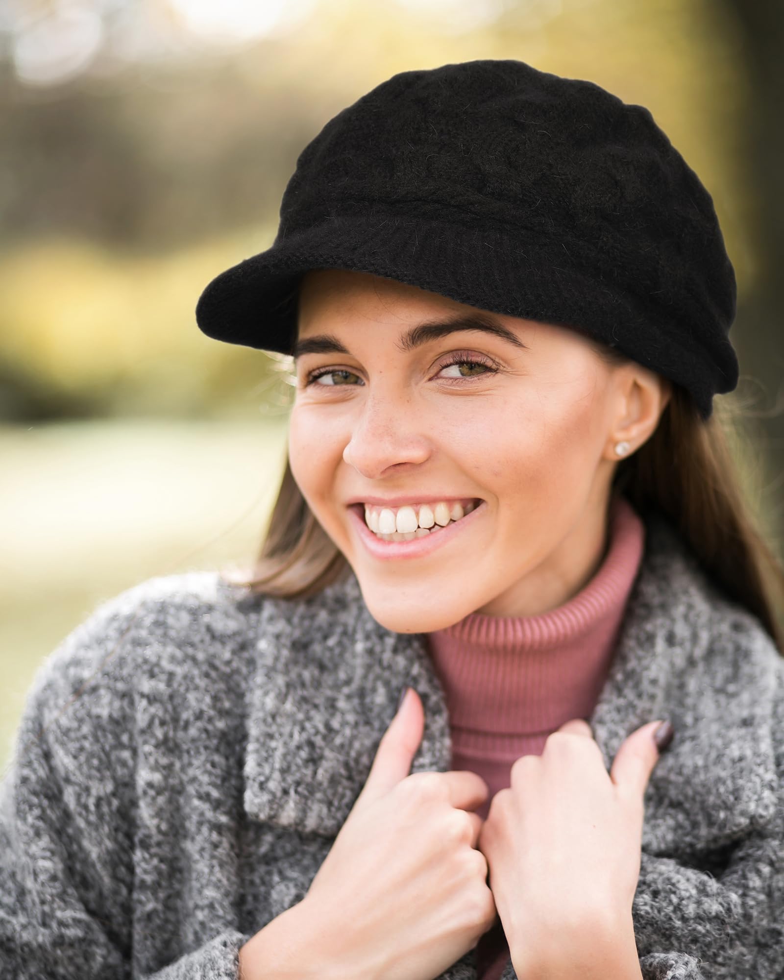 FURTALK Winter Knit Hats with Visor Brim Double Soft Lining for Women Warm Stylish Beanie Hats Slouchy Snow Caps