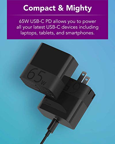 ZMI zPower Turbo 65W USB-C PD Laptop Charger Power Adapter Compatible with Laptops Chargeable via USB-C (Not Compatible with Legacy Models with Barrel Charging Ports) - Black