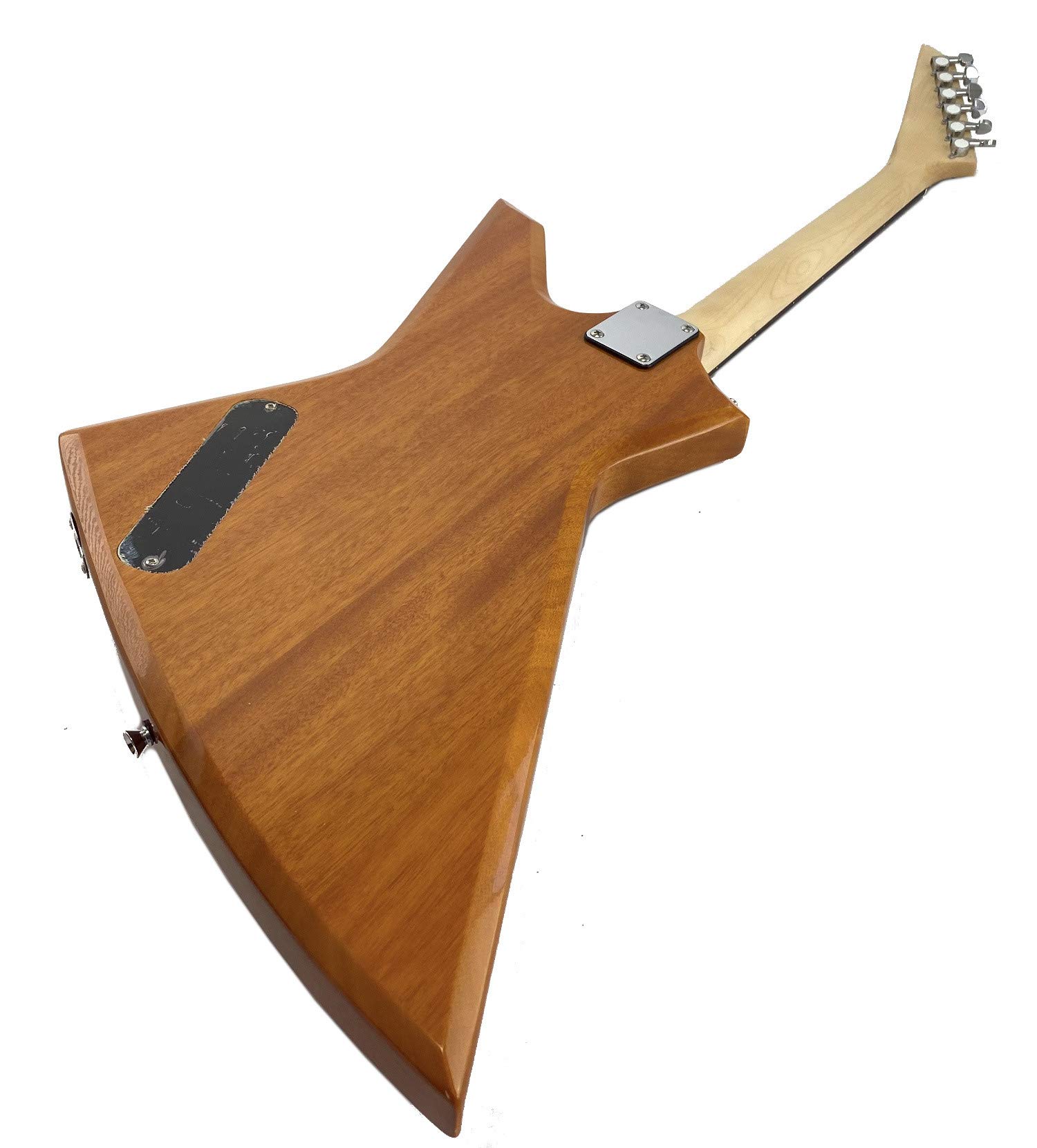 Full Size Right Handed Rock Style Electric 6 String Guitar, Solid Wood Body and Bolt on Neck, Cable and Allen Wrench, Color: Natural Brown