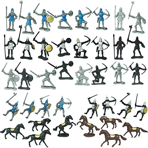 TYCBOY Colorful Character Modeling DIY Castle Building The Medieval Times Middle Ages Military Plastic Fort Model Kit Set with Figures Soldier Knight Simulated Siege War of Attack