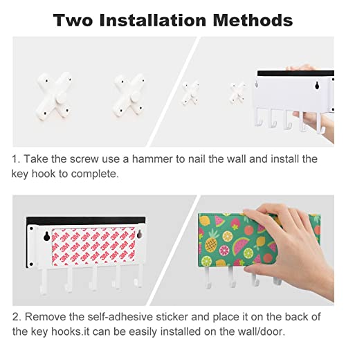 Tropical Fruits PU Leather Wall Mounted Key Hook Organizer Hanging Key Holder Decoration