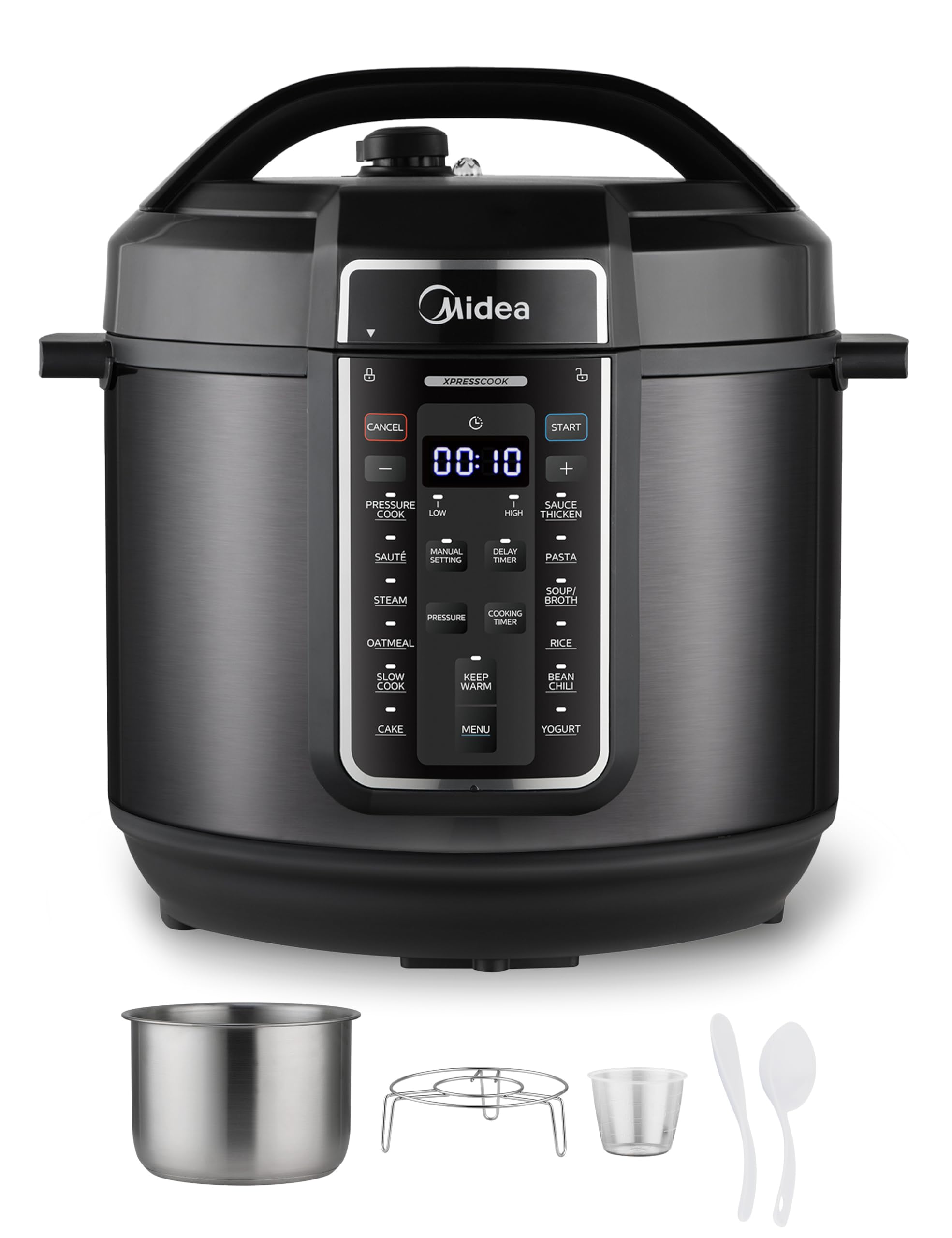 Midea 12-in-1 Electric Pressure Cooker, 8 Quarts, 12 Presets, Multi-Functional Programmable Slow Cooker, Rice Cooker, Steamer, SautƩ Pan, Yogurt Maker, and More, Stainless Steel