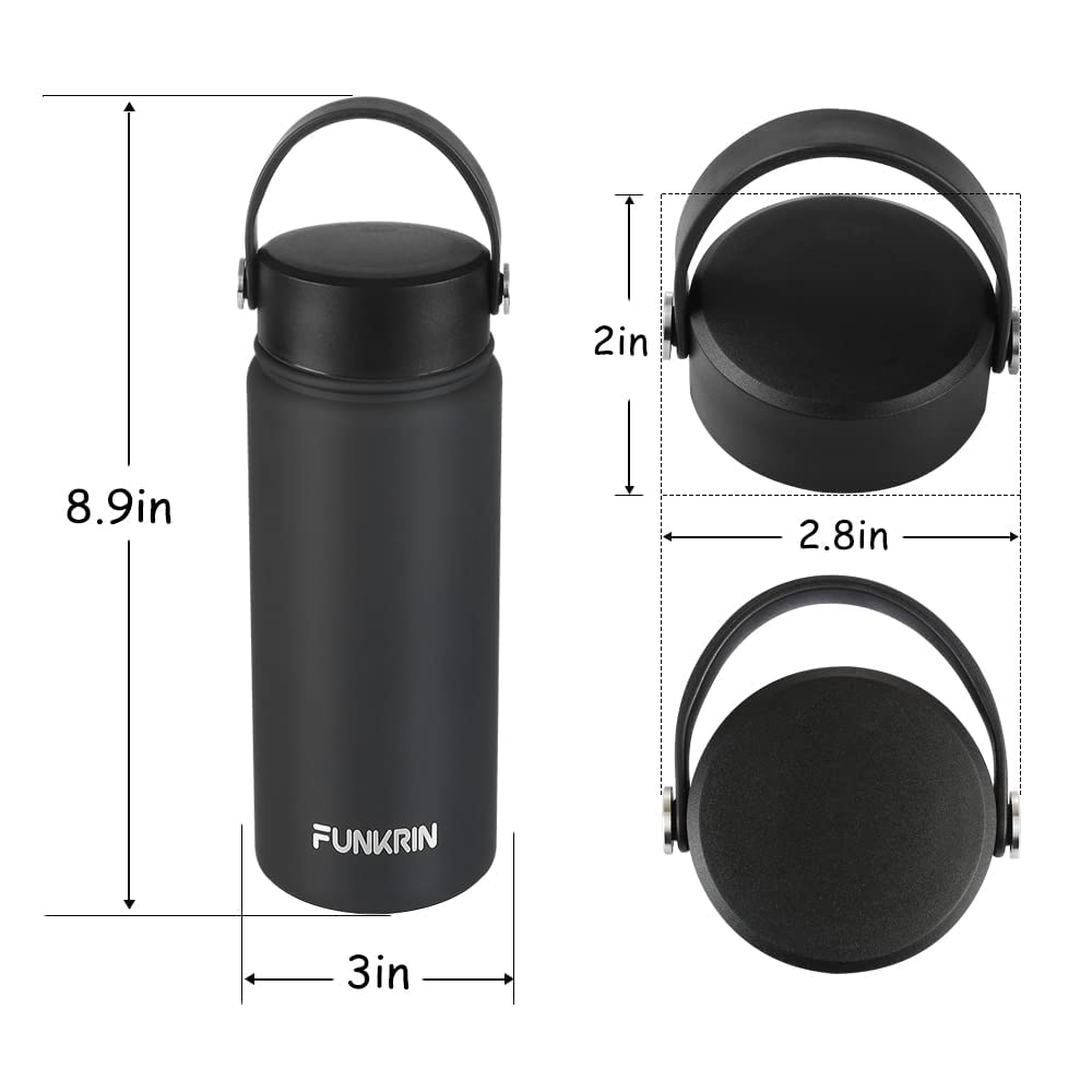 Funkrin Insulated Coffee Travel Mug with Ceramic Coating, 18oz Wide Mouth Flex Cap Water Bottle, Vacuum Stainless Steel Leak-Proof Thermos Tumble Flask Cup for Office School Outdoors