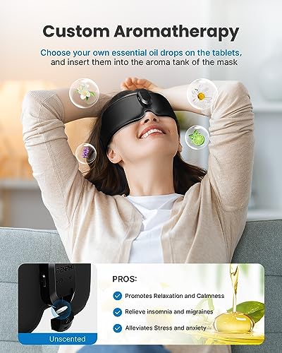 RENPHO Heated Sleep Mask with Bluetooth Headphone,Aromatherapy 3D Wireless Eye Mask for Side Sleeper, Warm Eye Compress Mask, Relaxation & Meditation Gifts for Men/Women