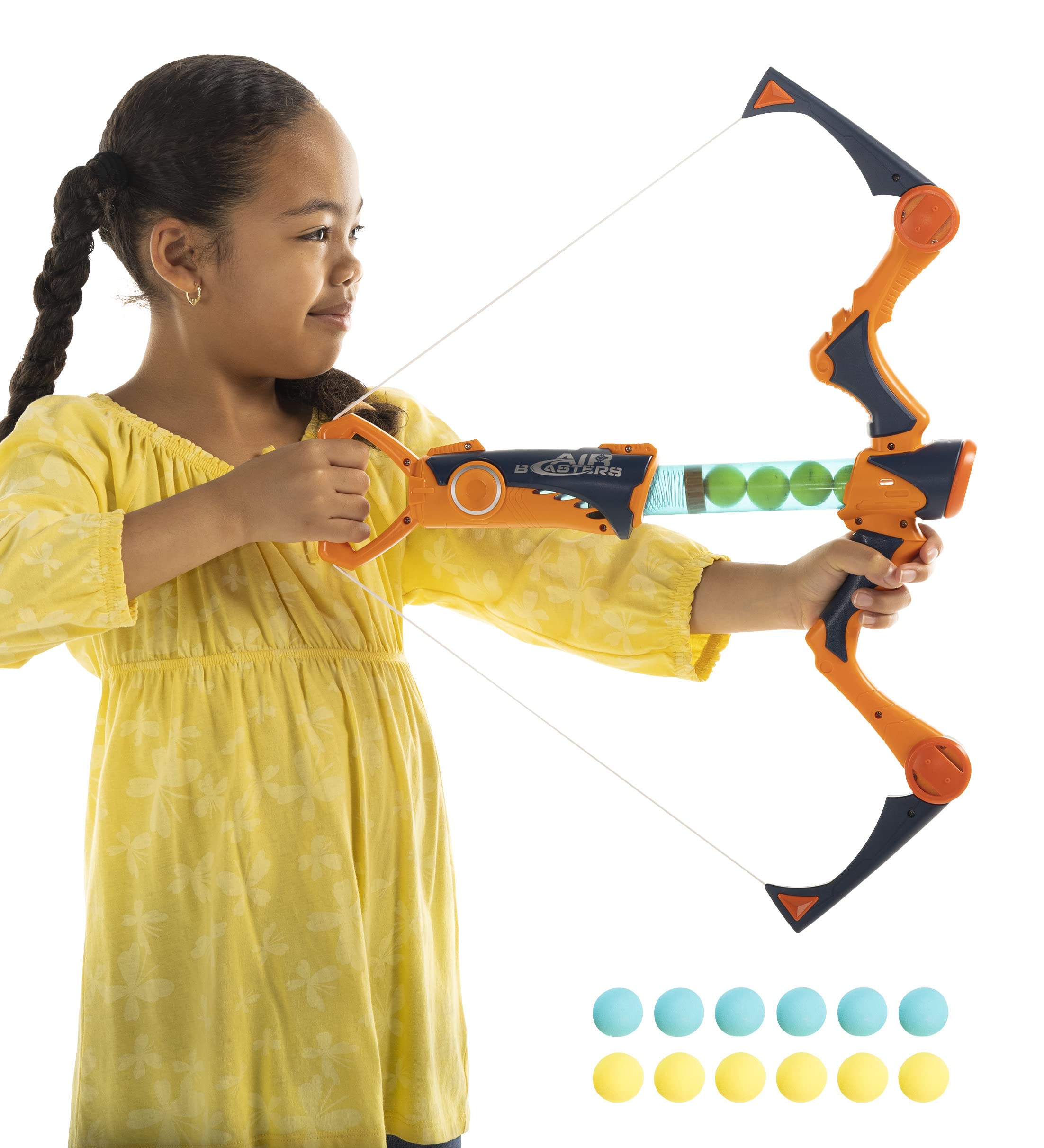HearthSong Air Blaster Kids Safe Archery Set with Bow and 12 Soft Foam Balls That Shoot up to 20 Feet