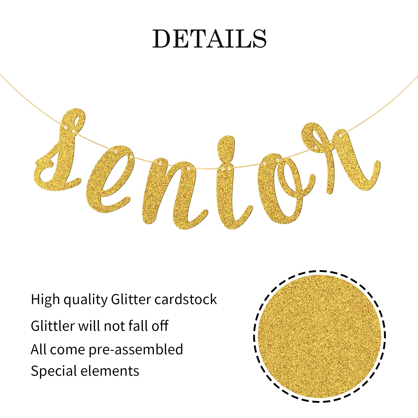 WeBenison Senior Banner Masters Smart Congratulations Banner Congrats Grad Party Bunting Decoration Supplies/Gold Glitter