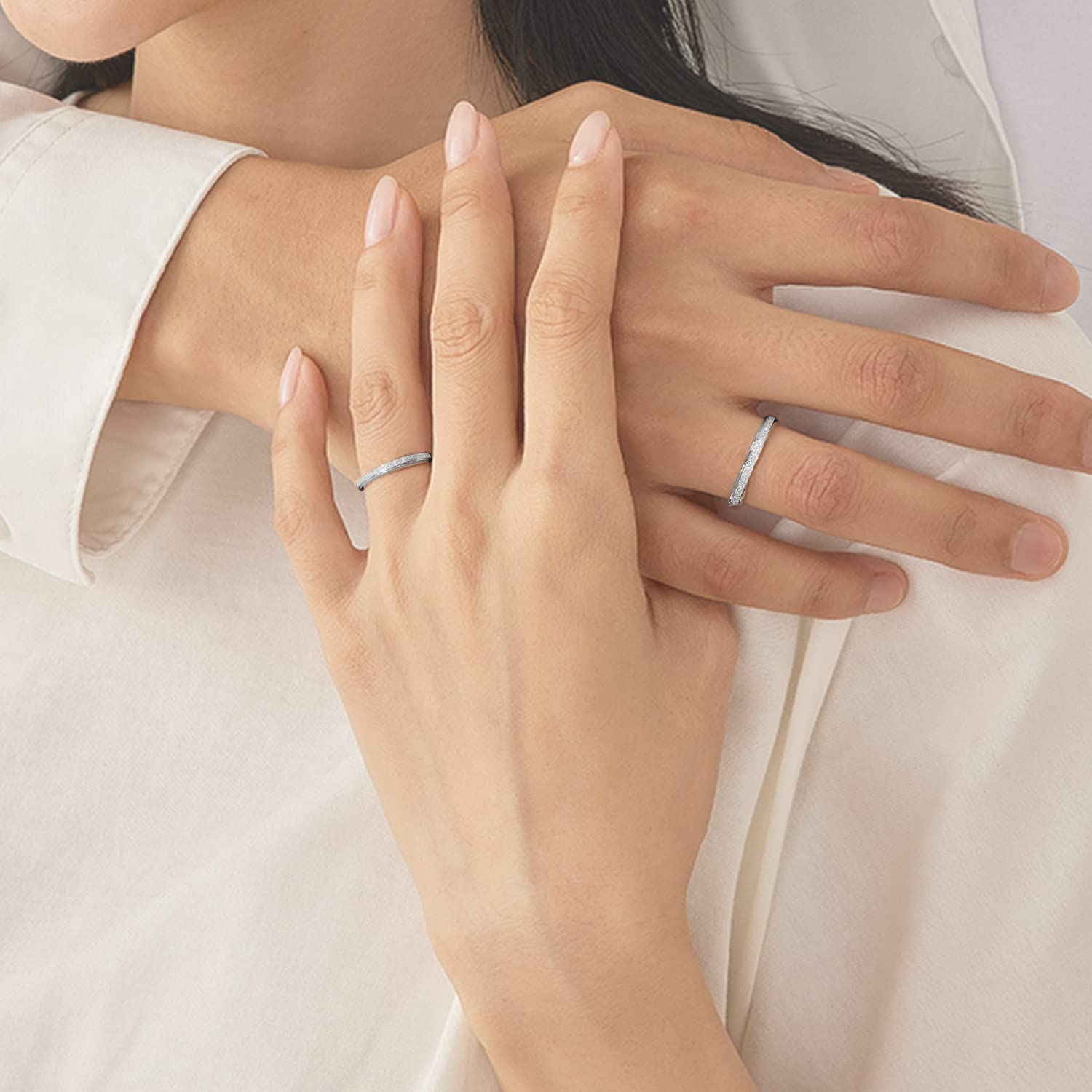 HX SHARE Gold Rings for Women Frosted Stainless Steel Women's Statement Rings 2mm Women's Stacking Rings Size 6 to 9(Not Turnable)