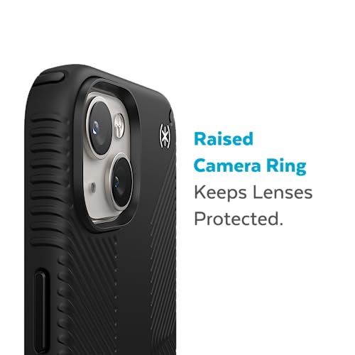 Speck iPhone 14 & iPhone 13 Case - Drop Protection, Scratch Resistant, Dual Layer Slim Phone Case for 6.1 Inch iPhones 14 - Built for MagSafe - Presidio2 Grip - Black/Black/White