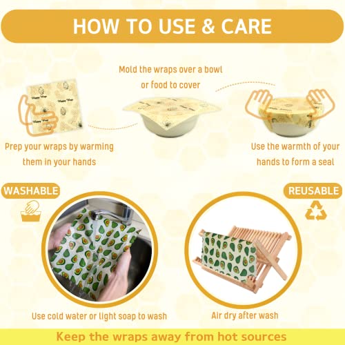 Reusable Beeswax Wrap - 9 Pack Beeswax Wraps for Food, Eco-Friendly Beeswax Food Wraps, Bread Sandwich Wrapper - Organic, Sustainable, Zero Waste, Reusable Plastic-Free Food Wrap, 1XL, 3M, 5S
